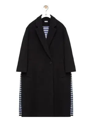 Loewe Loewe Wool And Cashmere Coat With Gingham Lining Black