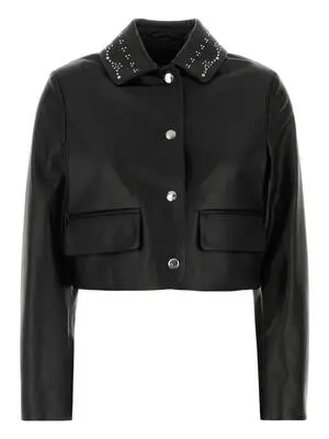 MARNI Marni Long-Sleeved Leather Jacket With Studded Collar