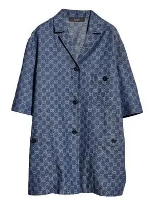 Gucci Gg Jacquard Short Sleeve Shirt - Blue