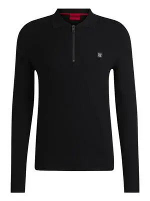 Hugo Boss Longsleeve Knit Polo Shirt - Black