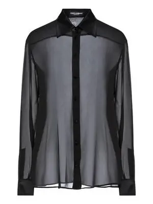 Dolce & Gabbana Long-sleeved Satin Chiffon Shirt - Black