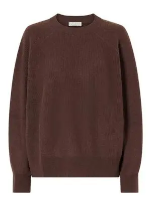Brunello Cucinelli Ribbed Cashmere Crewneck Sweater - Brown