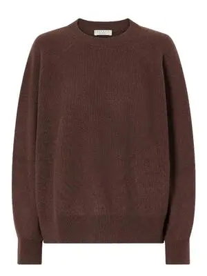 Brunello Cucinelli Ribbed Cashmere Crewneck Sweater - Brown