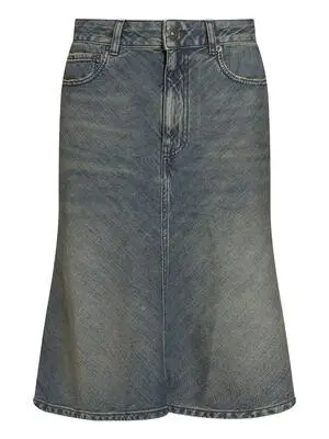 Balenciaga Dark Wash Denim Flare Skirt - Blue