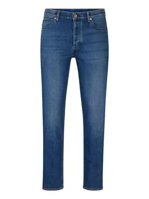 Hugo Boss Straight Leg Jeans With Logo Detail - Blue