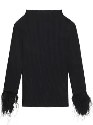 Hugo Boss Solid Color Feather Cuff Jumper - No