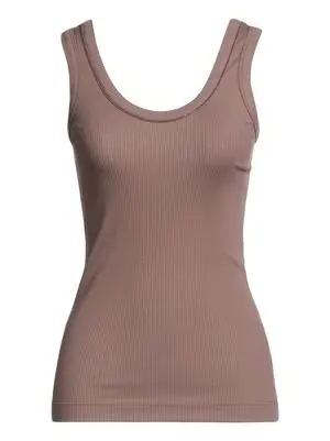 Brunello Cucinelli Sleeveless Round Neck Stretch Top With Beaded Details - Brown