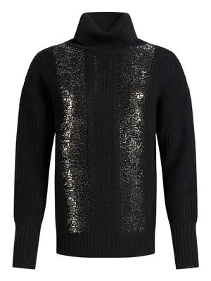 Max Mara Max Mara Wool Turtleneck Sweater With Crystal Embellishments Black