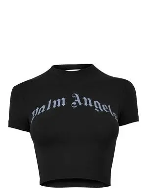 PALM ANGELS Palm Angels Cropped T-Shirt With Gothic Logo