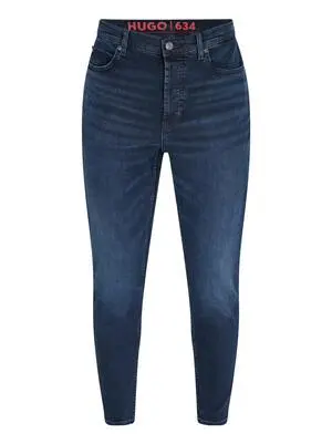 Hugo Boss Washed Slim Fit Cropped Jeans - Blue