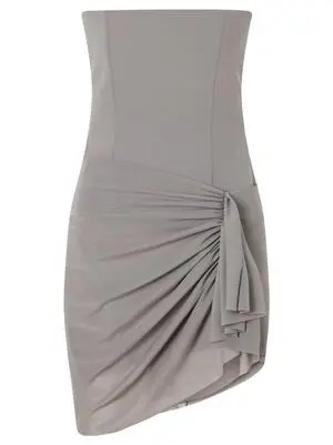 Alex Perry Strapless Gathered Jersey Mini Dress - Gray