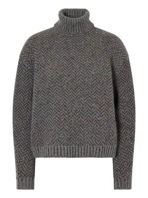 Gabriela Hearst Courtney Herringbone Cashmere Turtleneck Sweater - Gray
