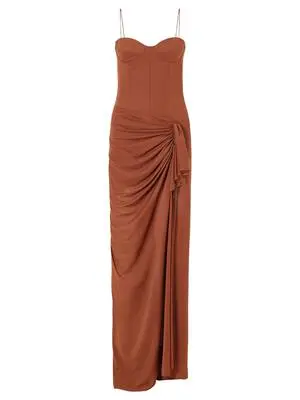 Alex Perry Tie-detailed Draped Jersey Gown - Brown