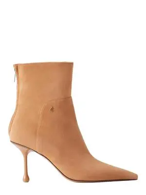 JIMMY CHOO Cycas 80 Logo-embellished Suede Ankle Boots - Neutrals