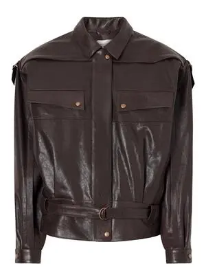 Magda Butrym Belted Leather Jacket - Brown