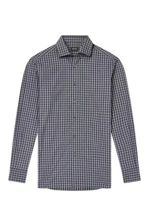 Zegna Centoquaranta Checked Cotton-twill Shirt - Gray