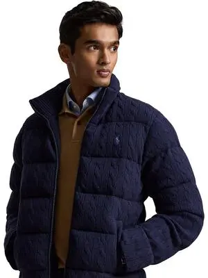 RALPH LAUREN Ralph Lauren Cable-Knit Wool-Cashmere Quilted Jacket