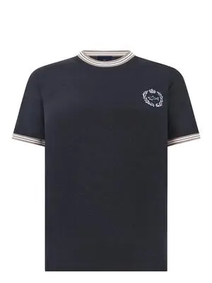 Paul & Shark X-Soft Cotton Jersey T-Shirt With Heraldic Embroidery Blue