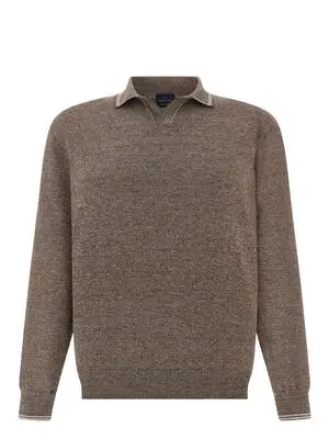 PAUL & SHARK Open Collar Wool And Linen Polo