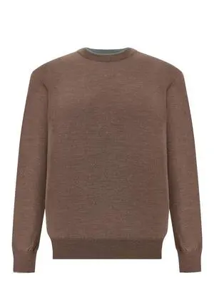 Paul & Shark Wool And Silk Blend Crewneck Sweater With Contrast Trim - Leafless Tree