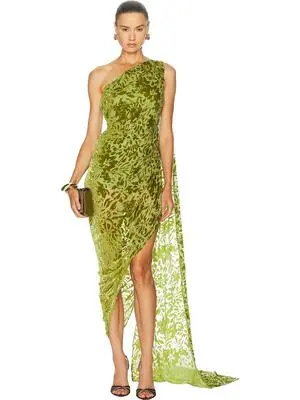 Cult Gaia Cult Gaia Sarai Asymmetrical One-Shoulder Gown Chive