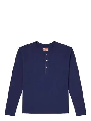 FORTELA Amish Waffle-knit Cotton-jersey Henley T-shirt - Blue