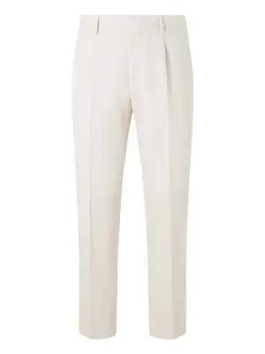 Zegna Straight-leg Cotton And Wool-blend Twill Trousers - Neutrals