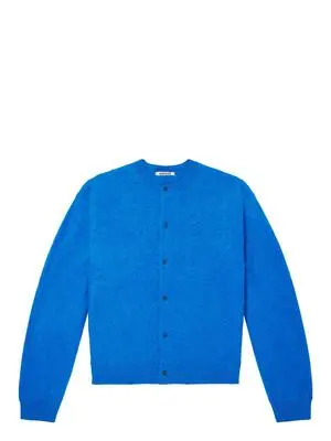 Auralee Garment-dyed Alpaca Cardigan - Blue
