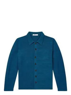 Inis Meáin Merino Wool And Linen-blend Cardigan - Blue