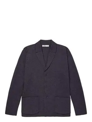Inis Meáin Merino Wool Herringbone Cardigan - Gray