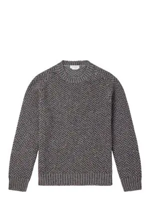 Gabriela Hearst Sermo Herringbone Cashmere Sweater - Gray