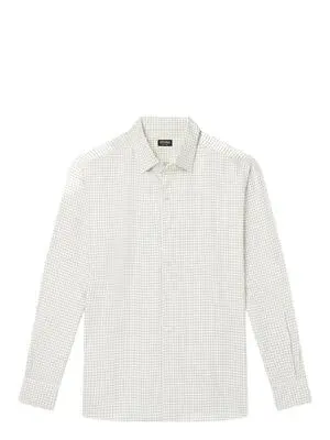 Zegna Checked Silk-twill Shirt - White