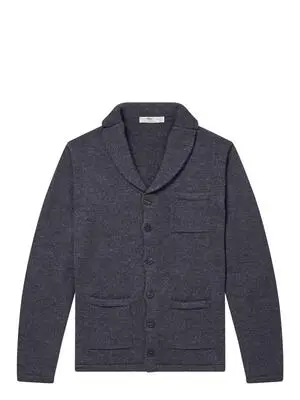 Inis Meáin Merino Wool And Linen-blend Shawl Collar Cardigan - Gray