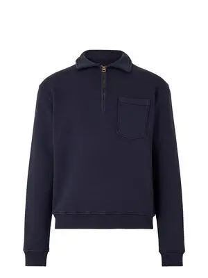 FORTELA Yale Cotton-jersey Half-zip Polo Sweatshirt - Blue