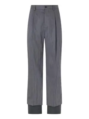 Valentino Garavani Straight-leg Pleated Herringbone Virgin Wool Trousers - Gray