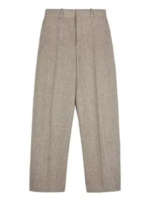 TOD'S Mouliné Wool Twill Tapered Leg Pants - Beige