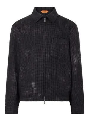 Barena Venezia Garment-dyed Houndstooth Wool Blouson Jacket - Black