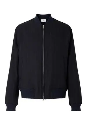 Mr P. Striped Wool-twill Bomber Jacket - Blue