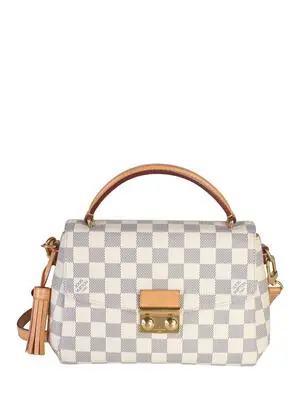 LOUIS VUITTON Louis Vuitton Damier Azur Canvas Croisette Shoulder Bag Beige