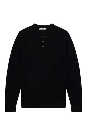 Mr P. Ribbed Wool And Cashmere Blend Henley Sweater - Black