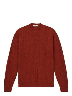 Inis Meáin Herringbone Merino Wool And Cashmere-blend Sweater - Red
