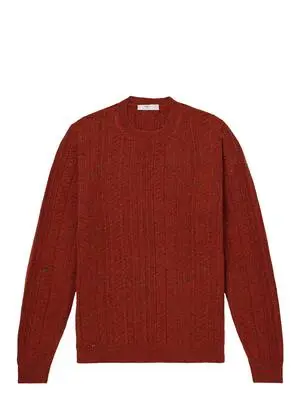 Inis Meáin Herringbone Merino Wool And Cashmere-blend Sweater - Red