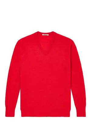 Auralee Baby Suri Alpaca-blend V-neck Sweater - Red