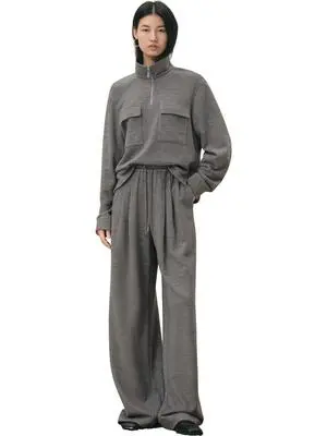 Fabrique Isadora Half Zip Knit Top In Wool Blend - Grey
