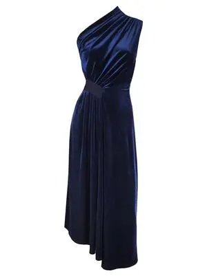 ME & THEE Skyla One Shoulder Velvet Dress - Blue