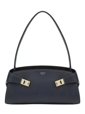 FERRAGAMO Hug East-west Shoulder Bag In Calfskin - Blue