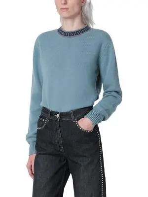 Versace Versace Wool And Cashmere Crewneck Sweater Light Blue