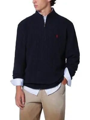 Polo Ralph Lauren Hunter Navy Wool And Cashmere Sweater - Blue