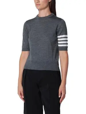 Thom Browne Thom Browne Virgin Wool Sweater With 4-Bar Detail Grey