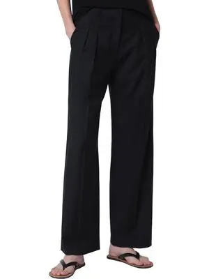 LOULOU DE SAISON LouLou De Saison Pleated Wide-Leg Wool Blend Trousers